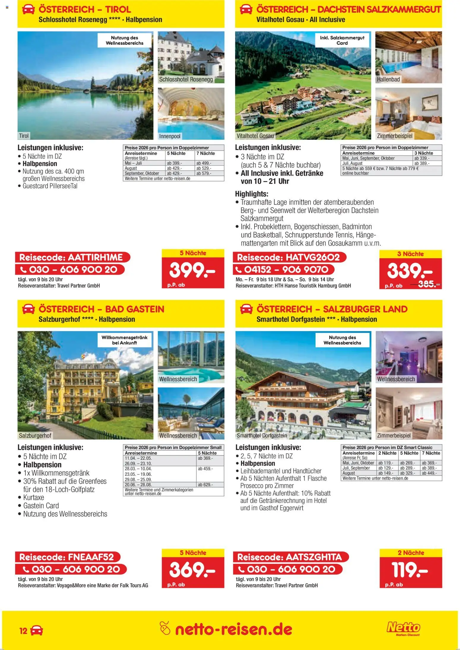 Wunderschone Netto Reisen Hotelgutscheine 2022 Bild